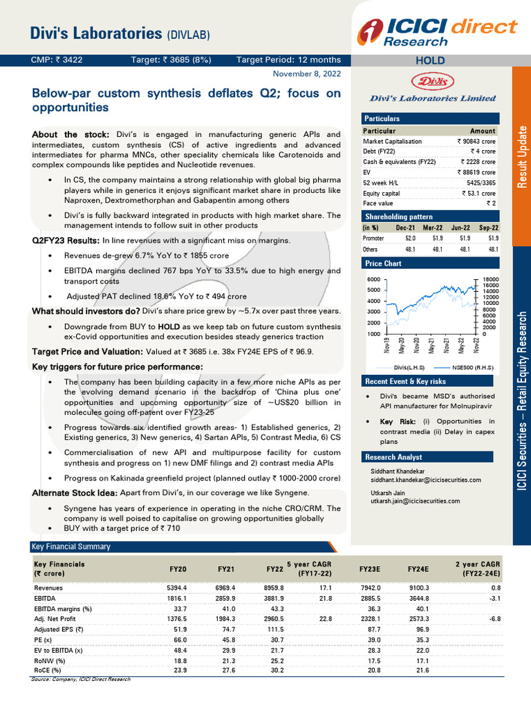 Divis Laboratories 08 11 2022 Icici | PDF