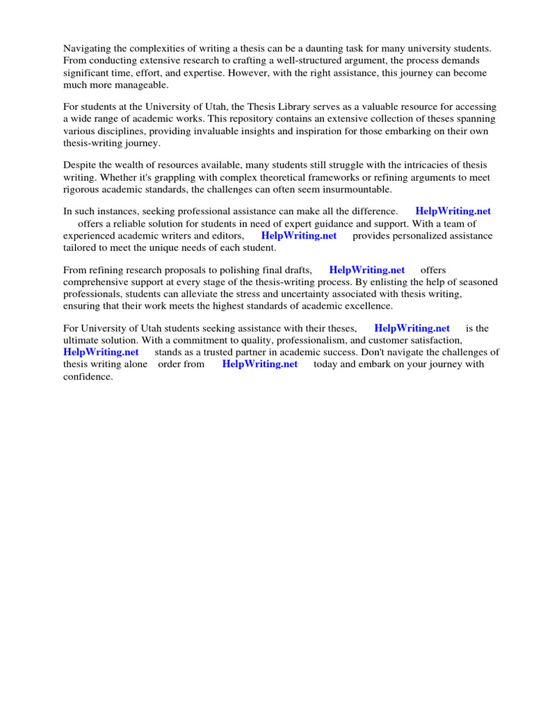 University of Utah Thesis Library | PDF | Libraries | University Of ...