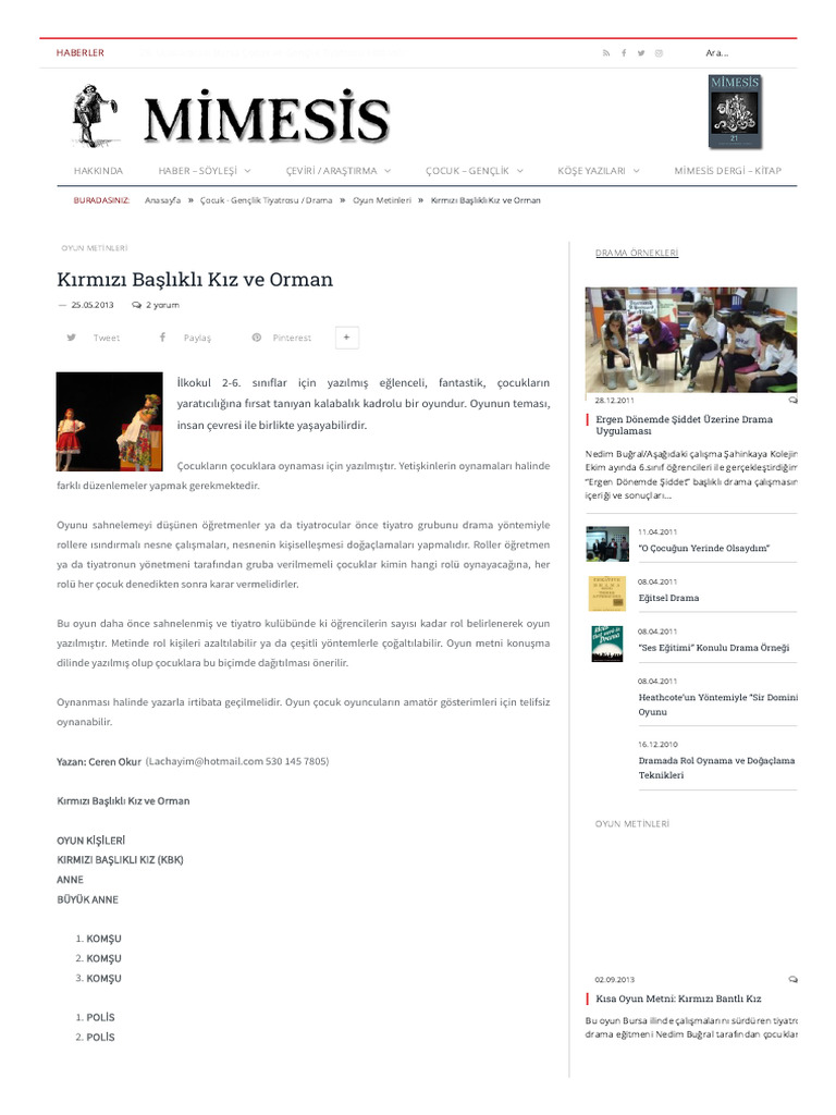 Kırmızı Başlıklı Kız Ve Orman | PDF