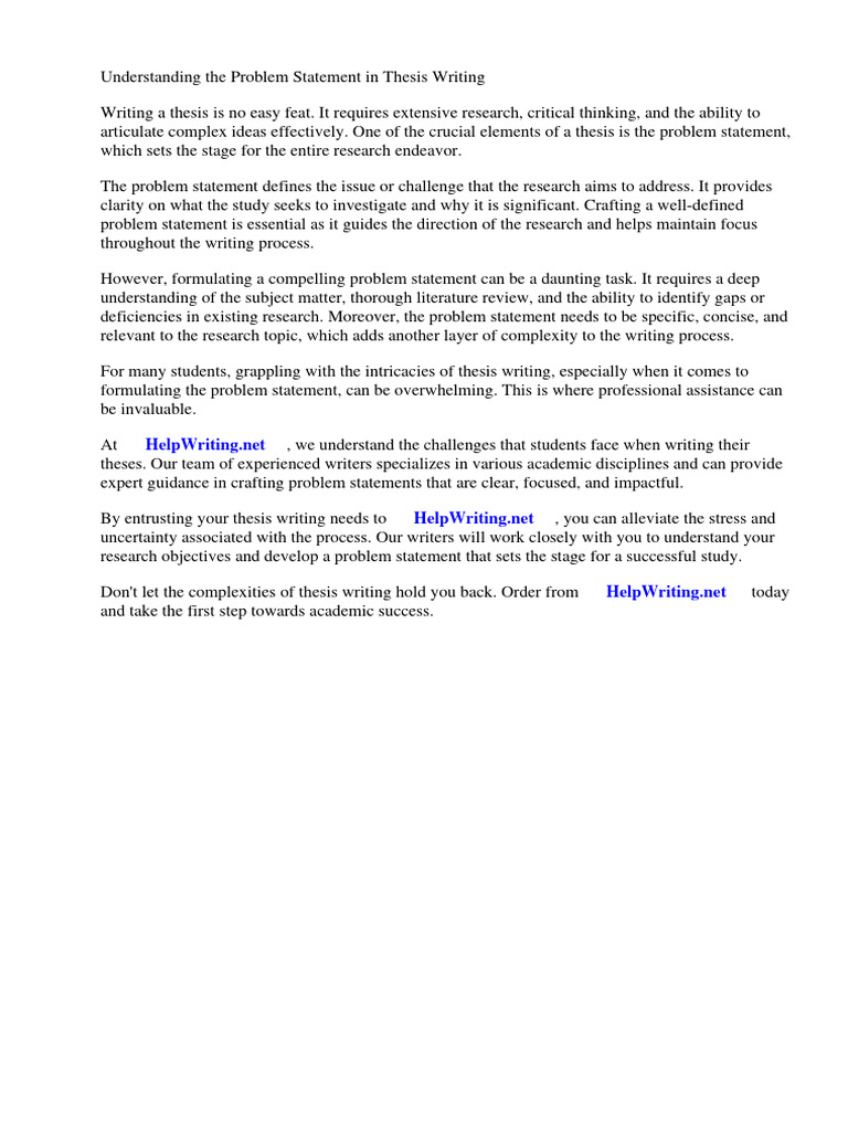 Thesis Problem Statement Guide | PDF | Thesis | Essays