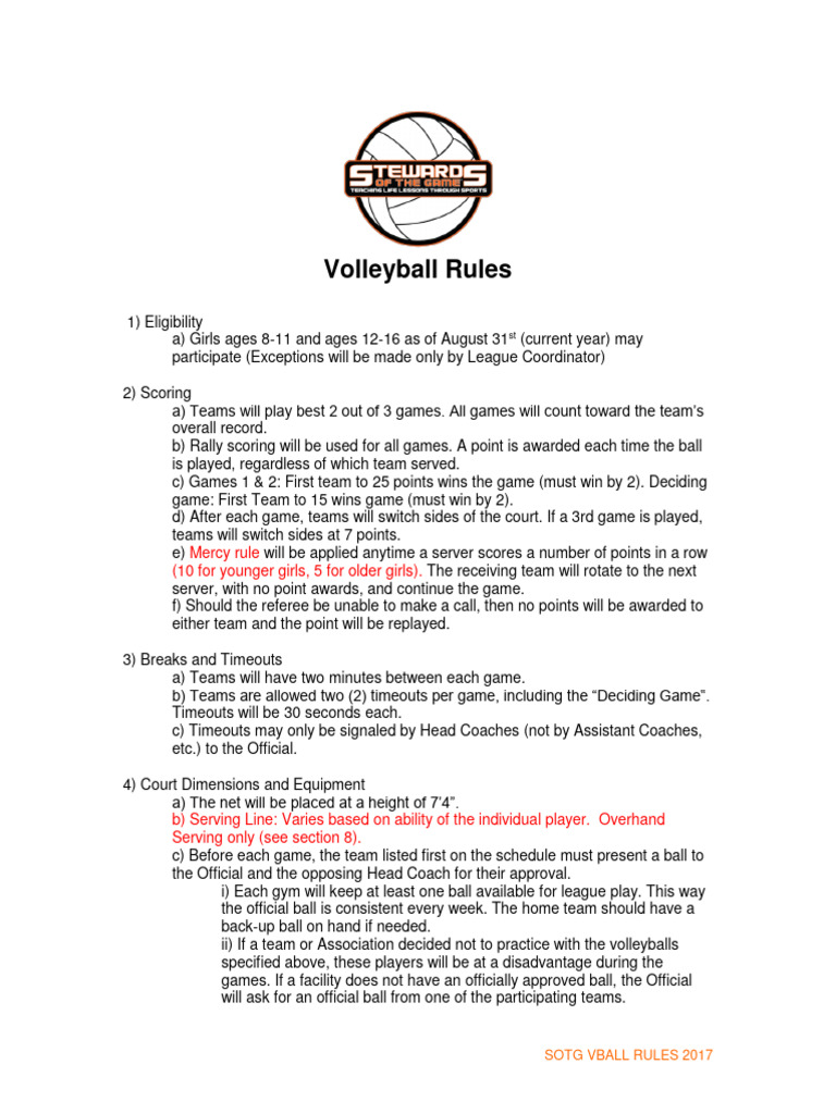 rules of volleyball | PDF | Volleyball | Ball Games