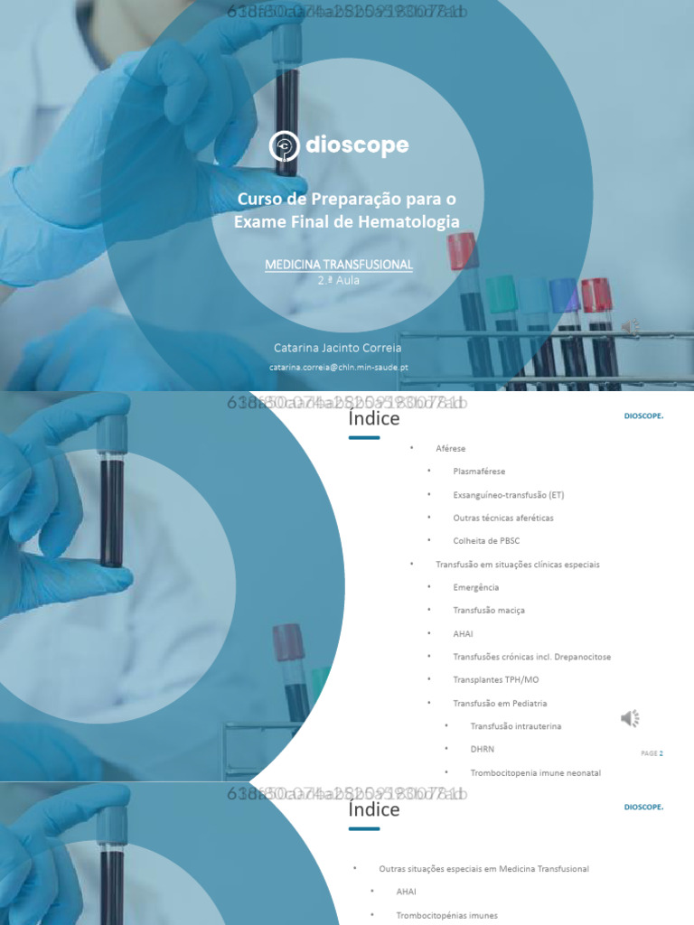 7.2 - Medicina Transfusional II - Dioscope | PDF | Transfusão de sangue ...