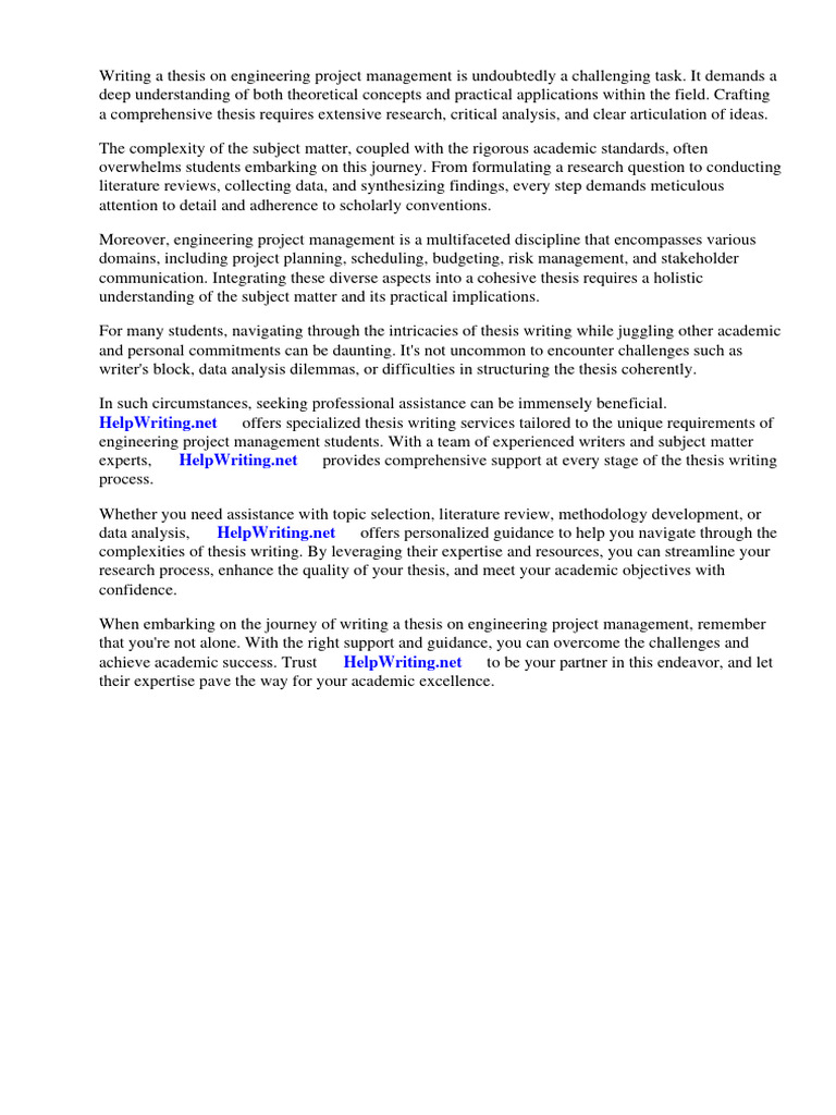 Thesis On Engineering Project Management | PDF | Engineering | Thesis