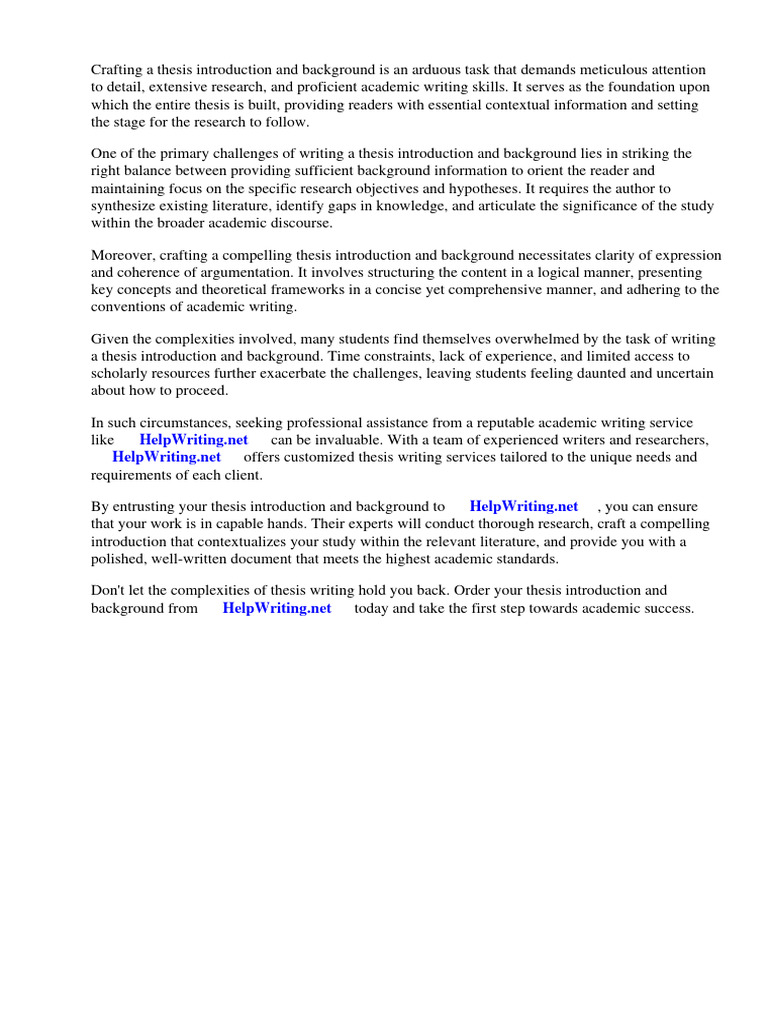 Thesis Introduction and Background | PDF | Thesis | Essays