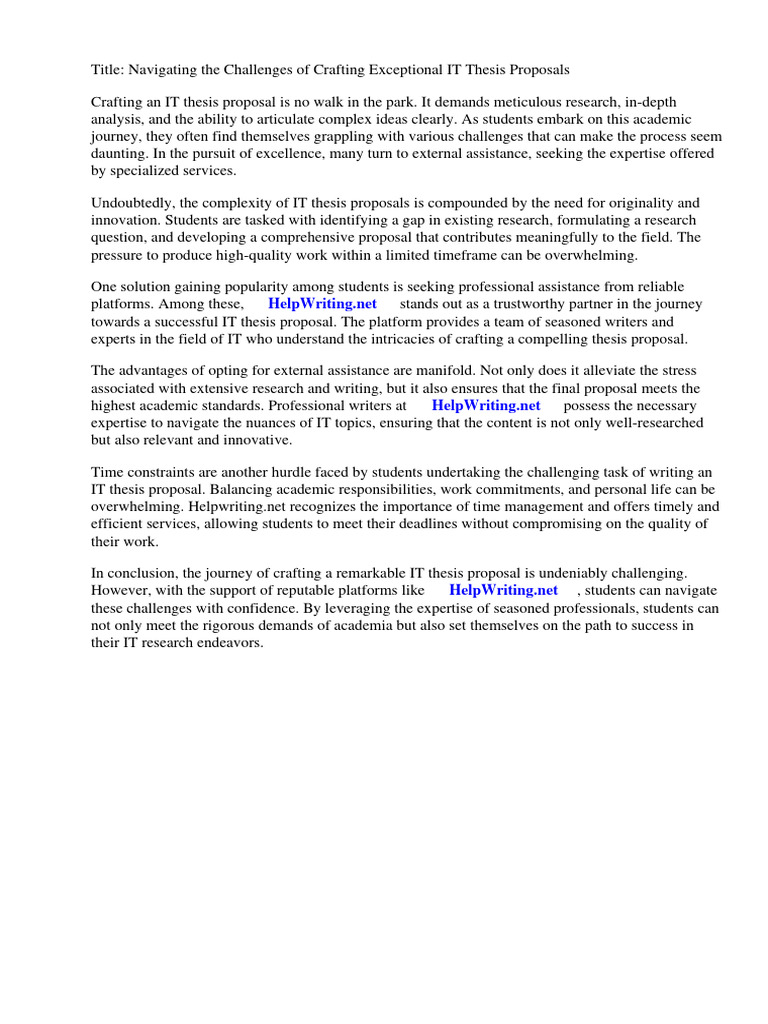 Best It Thesis Proposals | PDF
