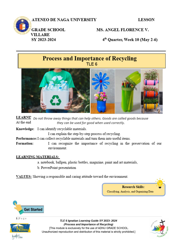 Epp Lesson Plan | PDF | Recycling | Waste