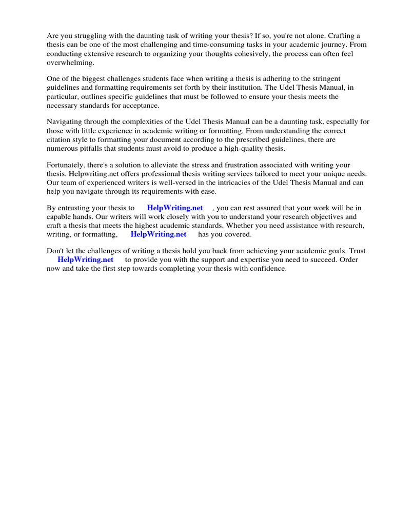 Udel Thesis Manual | PDF | Thesis | Citation