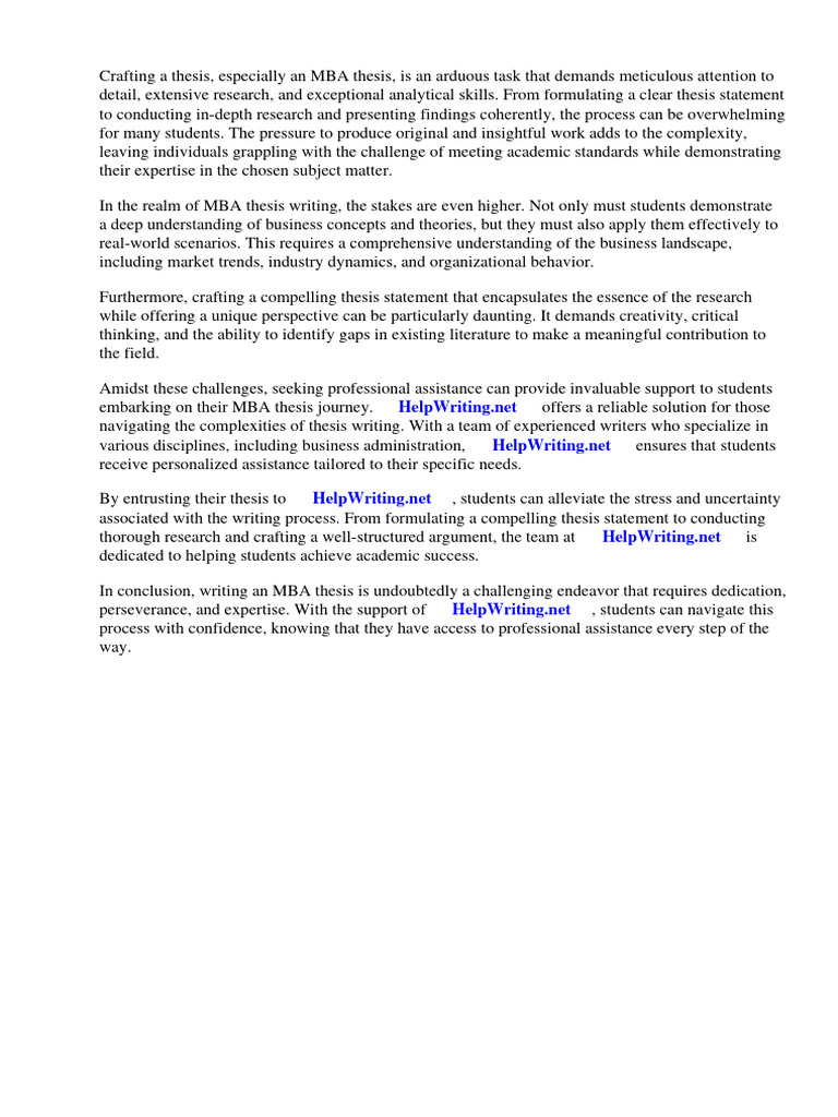 Mba Thesis Statement Examples | PDF | Thesis | Thought