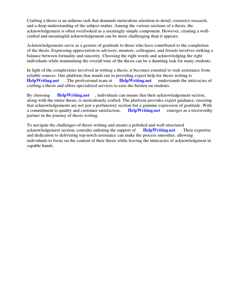 Example of Simple Acknowledgement in Thesis | PDF | Thesis | Expert