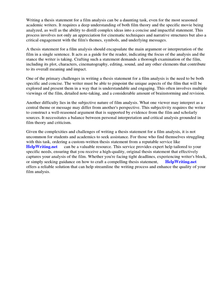 How To Write A Thesis Statement For A Film Analysis | PDF | Essays | Thesis