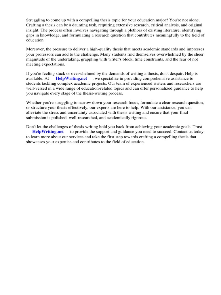 Thesis Topics For Education Majors | PDF | Thesis | Popular Culture ...