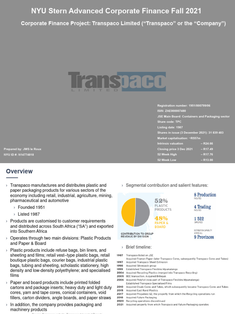 Transpac o | PDF | Cost Of Capital | Debt