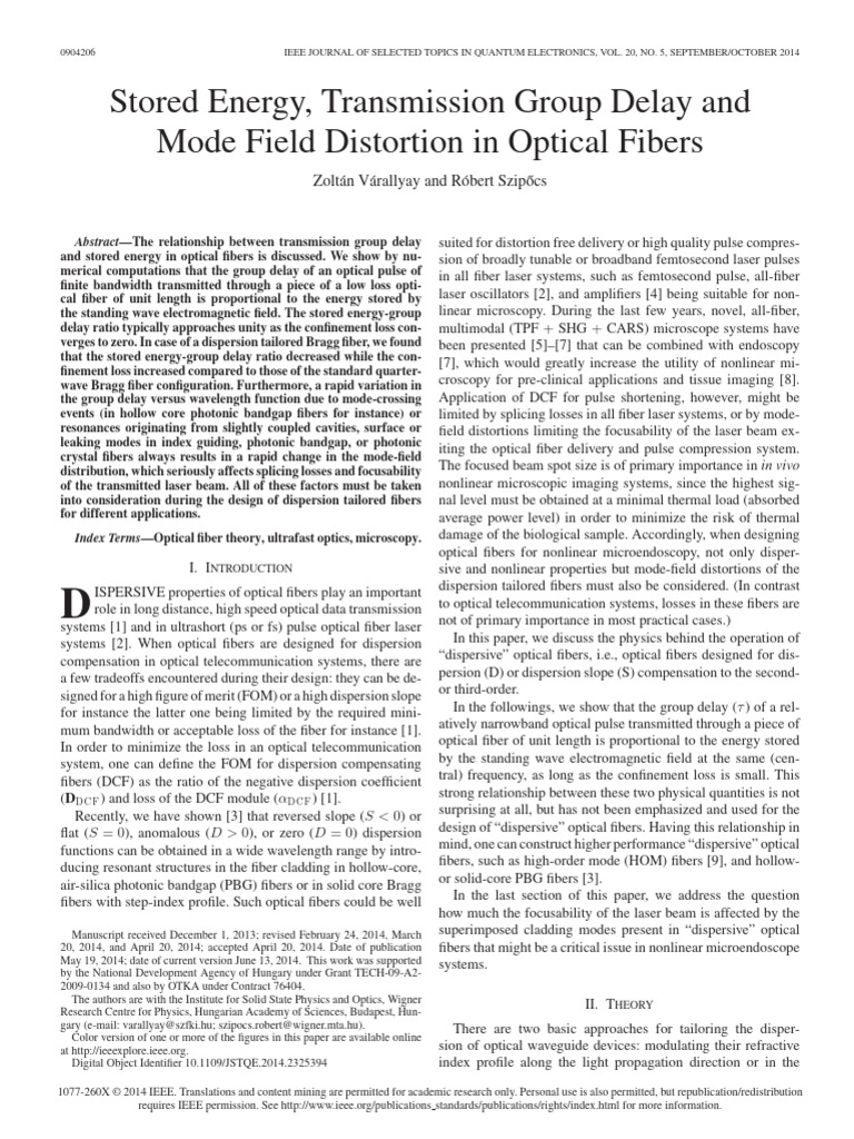 Stored Energy Transmission Group Delay and Mode Field Distortion ... Stored Energy Transmission Group Delay and Mode Field Distortion ...