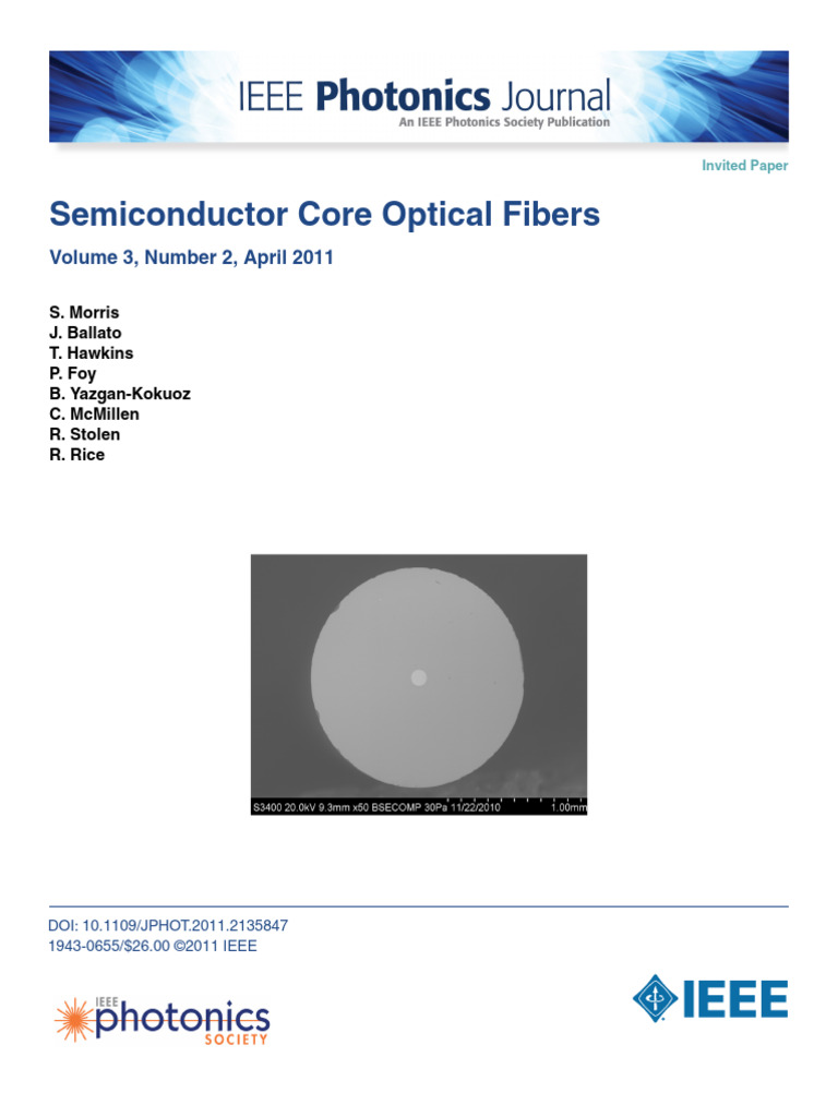 Semiconductor Core Optical Fibers | PDF | Optical Fiber | Silicon