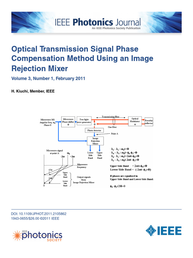 Optical Transmission Signal Phase Compensation Method Using an Image | PDF | Microwave | Optics