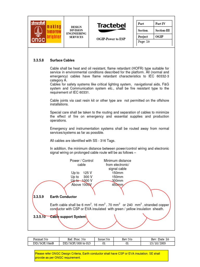 Ongc Specification For Earthing Cable | PDF | Electrical Wiring ...