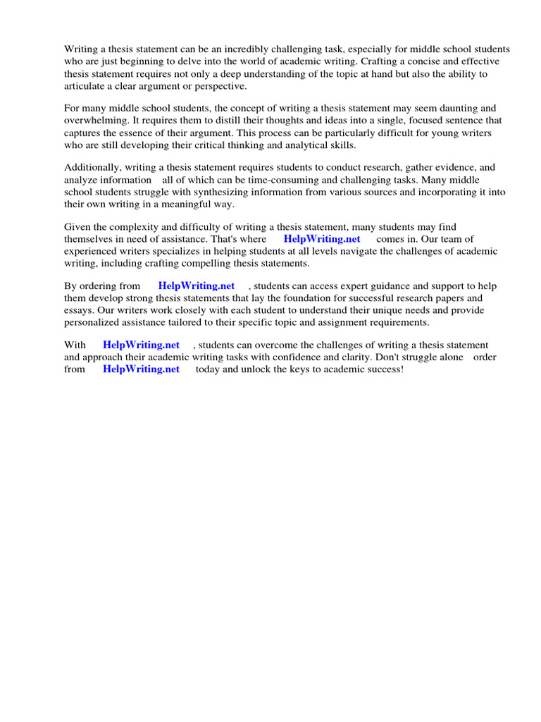 Middle School Thesis Statements | PDF | Thesis | Essays