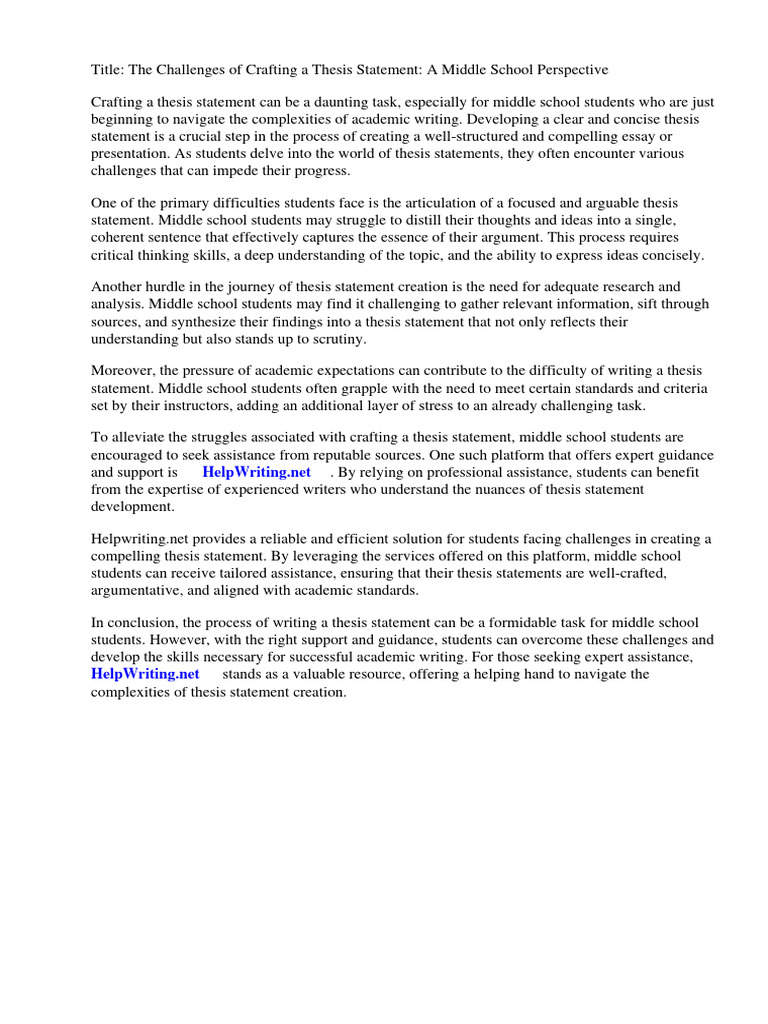Powerpoint On Thesis Statement For Middle School | PDF | Essays | Thesis