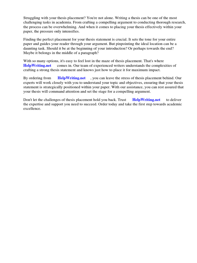 Thesis Placement | PDF | Thesis | Essays