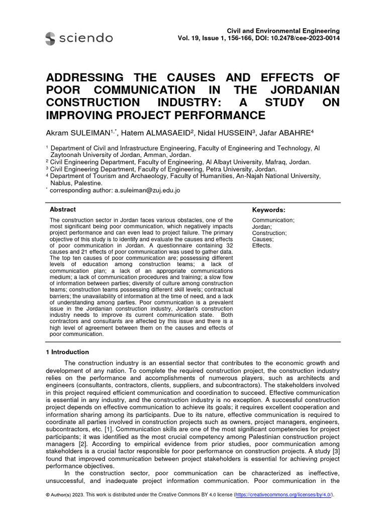 Addressing The Causes and Effects of Poor Communication in The ...