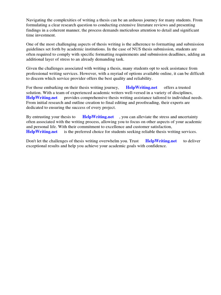 Nus Thesis Submission | PDF | Thesis