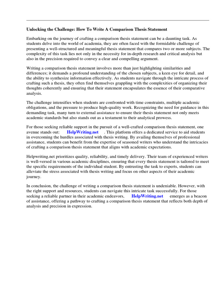 How To Write A Comparison Thesis Statement | PDF | Essays | Thesis