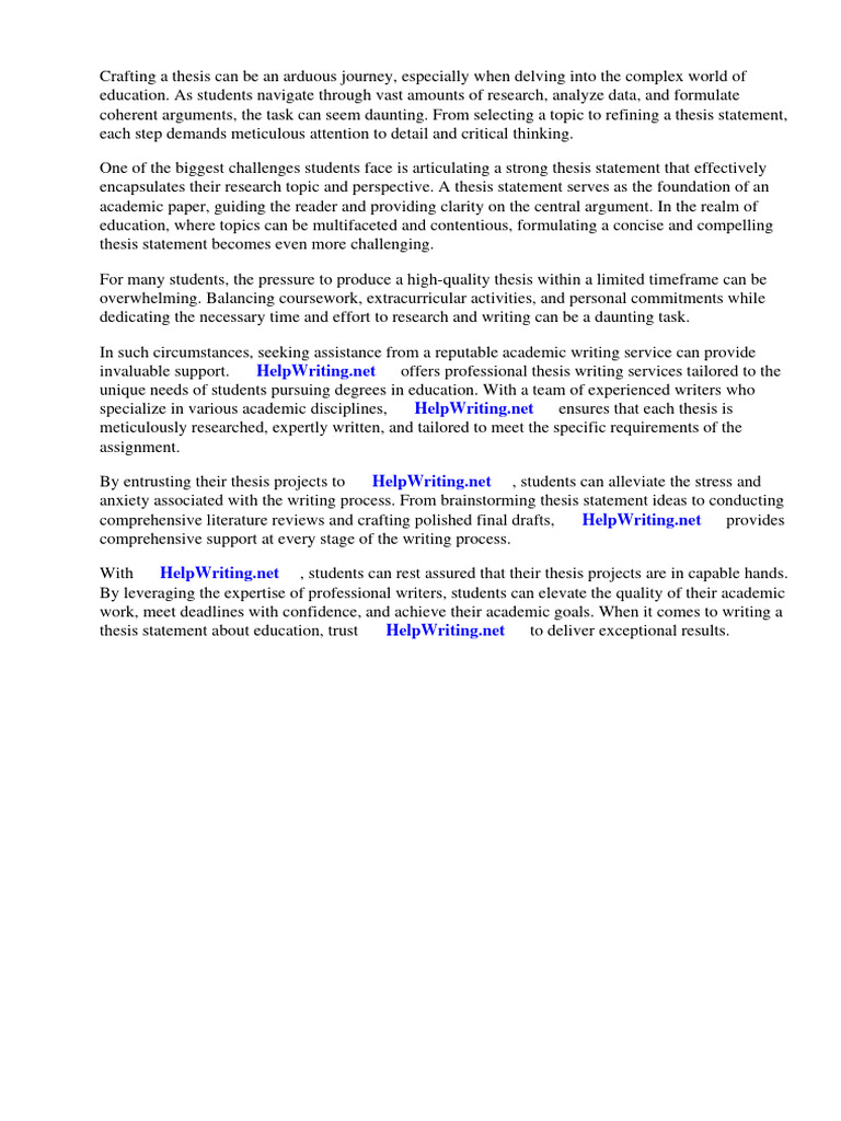 Thesis Statement Examples About Education | PDF | Essays | Thesis