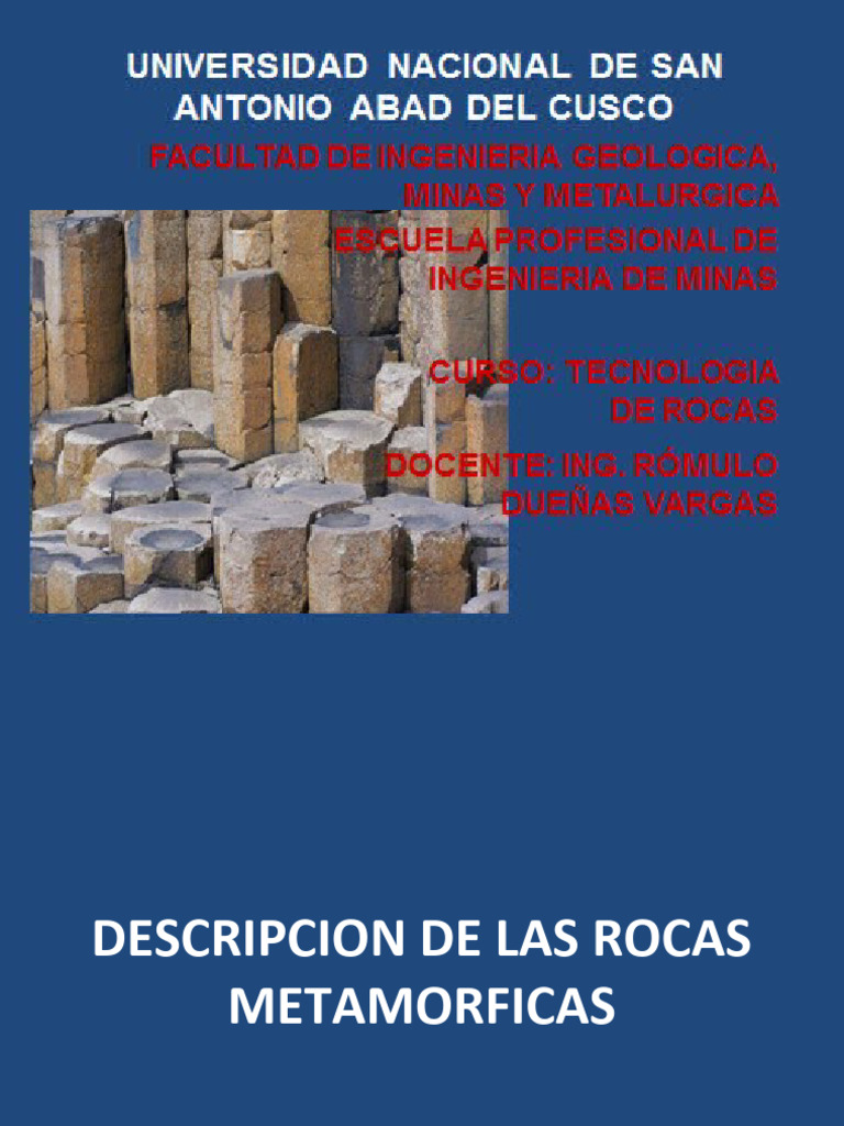 4.3. - Rocas Metamorficas | PDF | Roca (geología) | Caliza