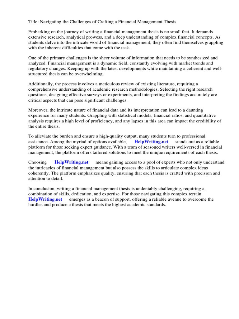 Financial Management Thesis Sample | PDF | Banks | Exchange Rate