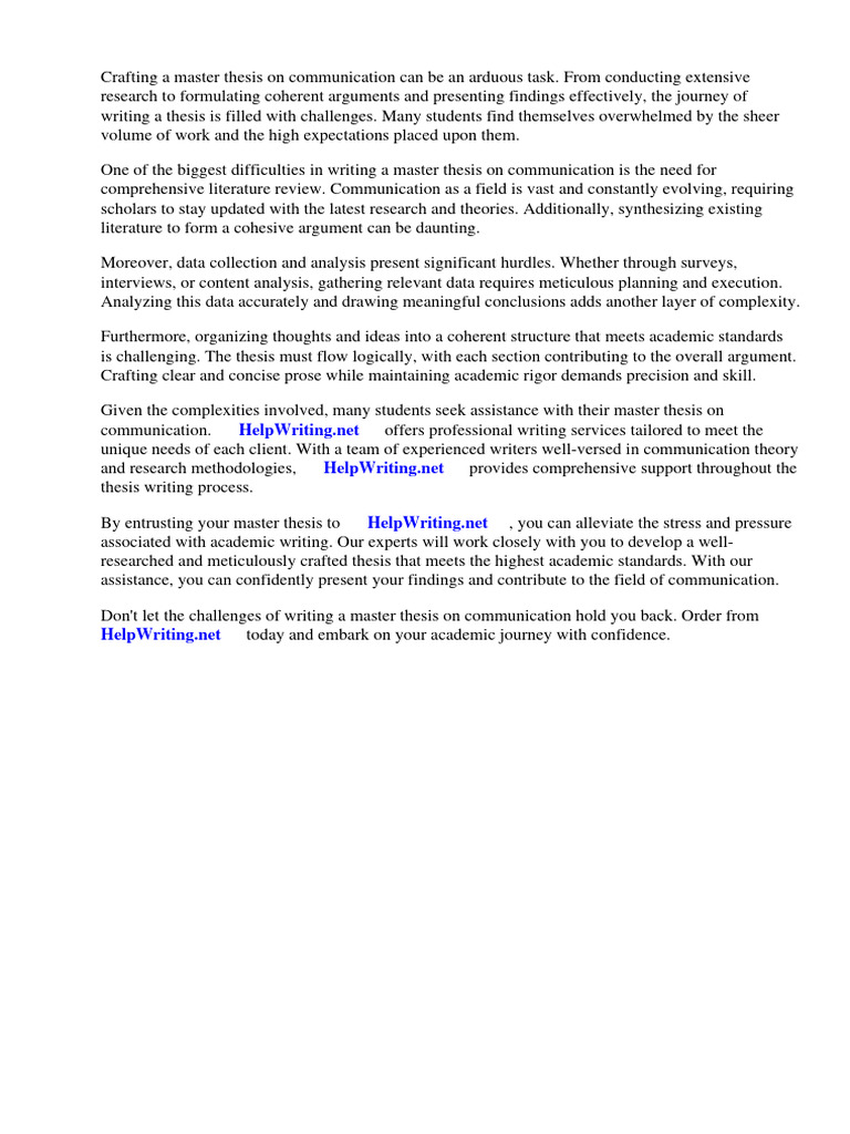 Master Thesis Communication PDF | PDF | Thesis | Communication