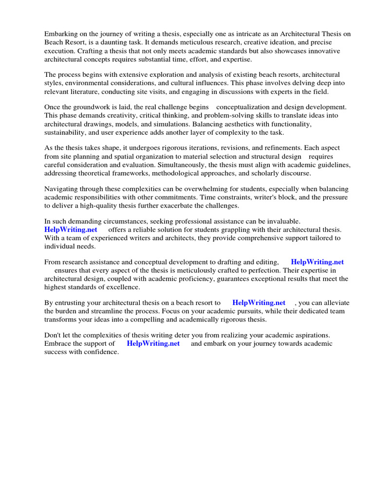Architectural Thesis On Beach Resort | PDF | Tourism | Electronic Publishing