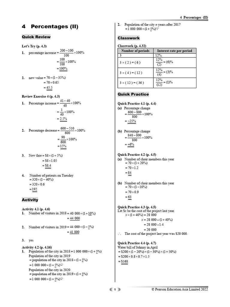 3A04 Percentages (II) TB Sol | Download Free PDF | Interest | Compound Interest