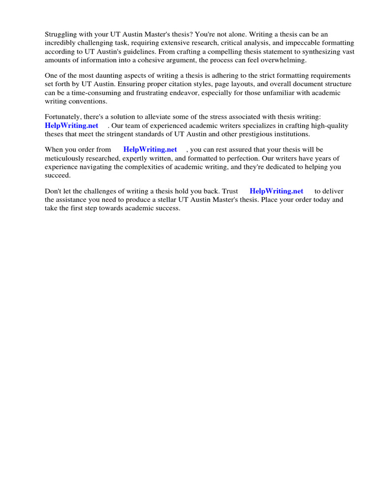 Ut Austin Masters Thesis Format | PDF | Thesis