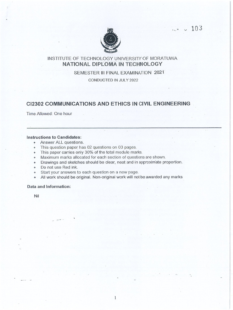 Ci 2302 Communications and Ethics in Civil Engineering | PDF
