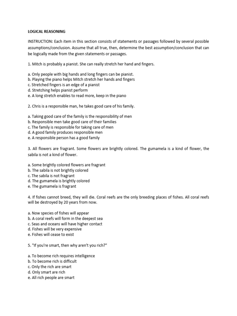 Logical Reasoning | PDF | Sea | Trees