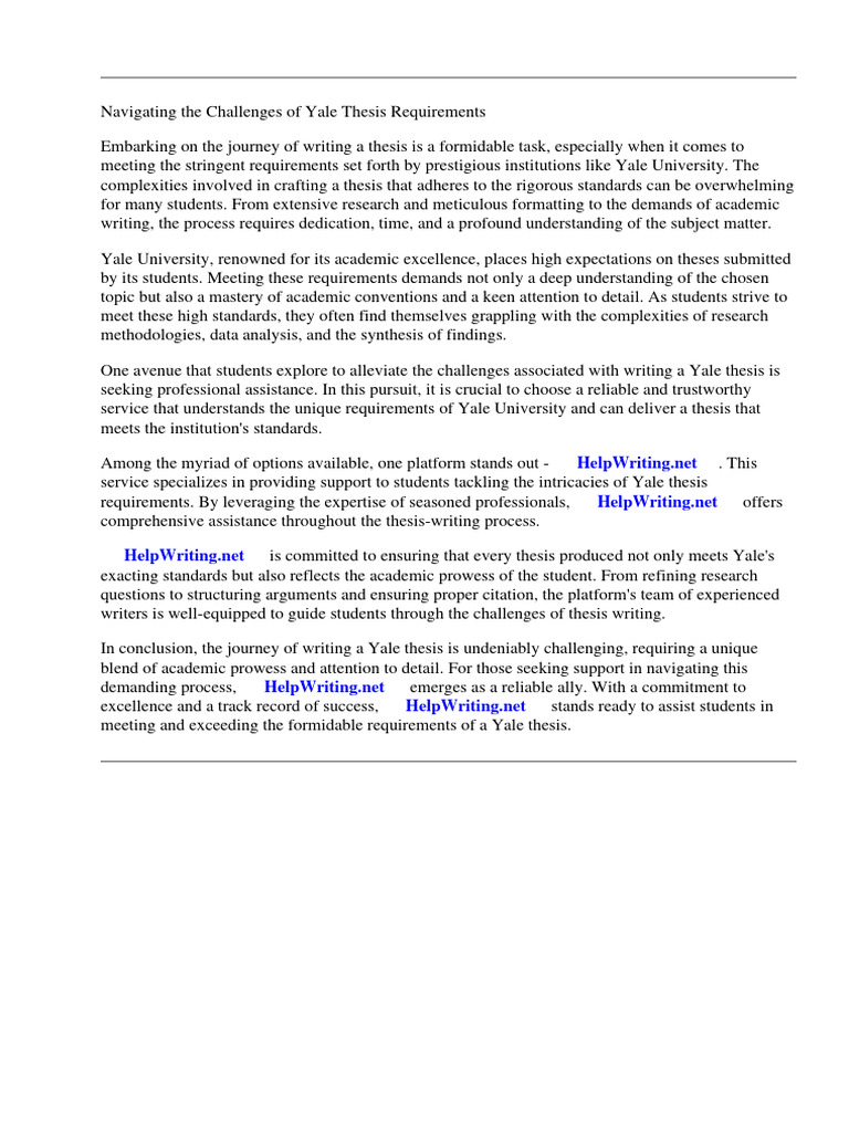 Yale Thesis Requirement | PDF | Thesis | Essays