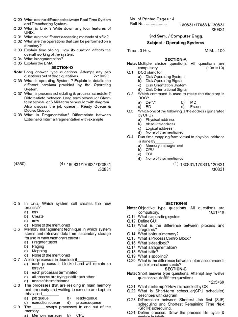 Diploma Operating Systems 3rd Sem | PDF | Scheduling (Computing) | Operating System