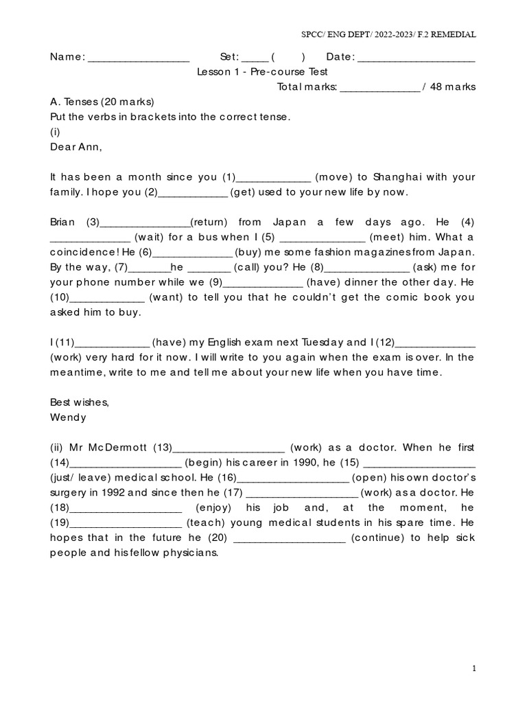 English Remedial Exercises | PDF | Language Arts & Discipline | Foreign Language Studies