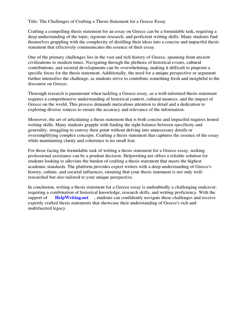 Thesis Statement For Greece Essay | PDF | Greek Mythology | Ancient Greece