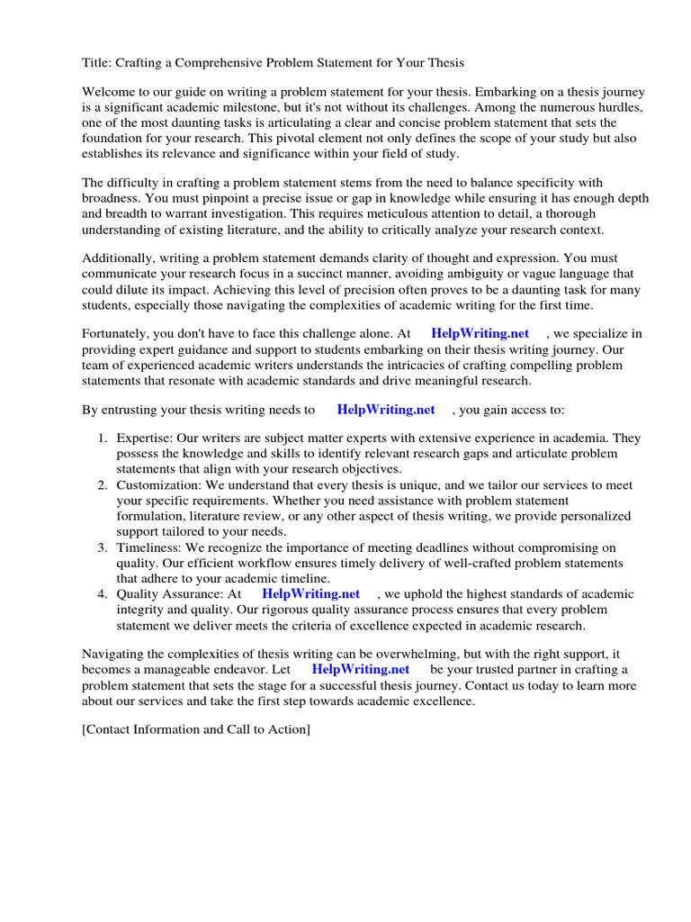 How To Write A Problem Statement In Thesis Pdf Thesis Essays 5574