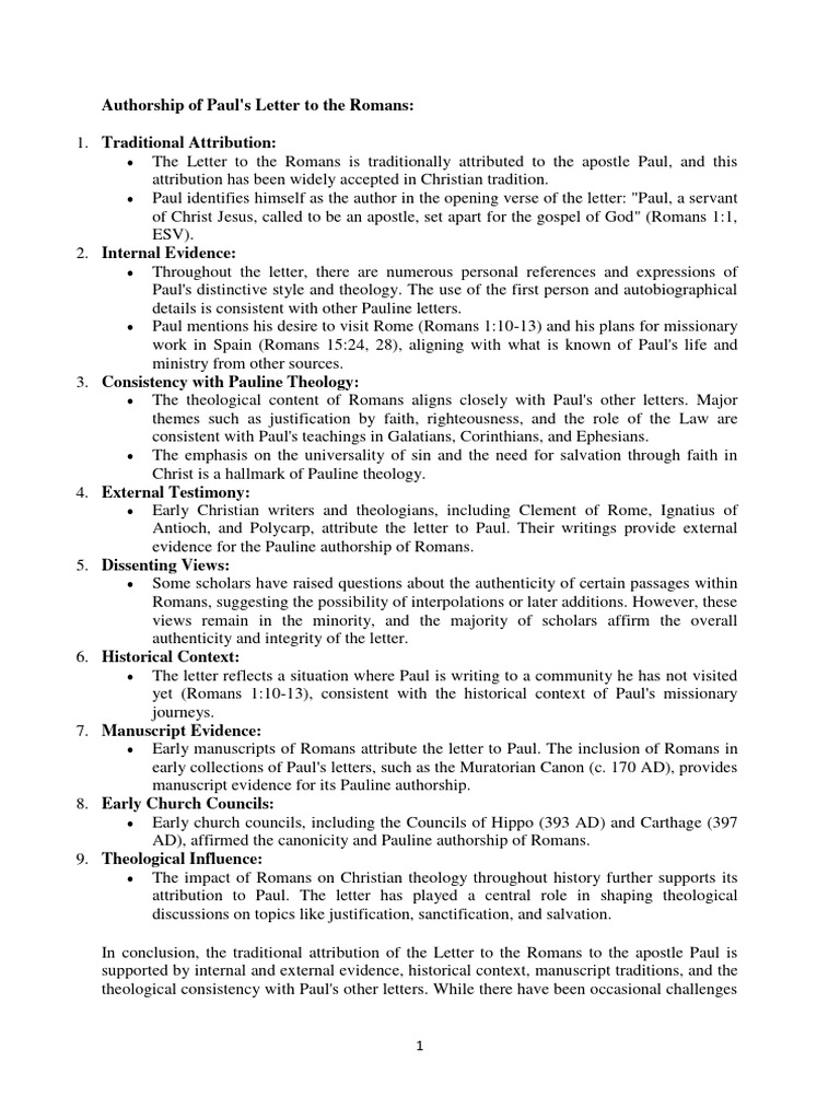 Authorship, Date and Audience of Romans | Download Free PDF | Epistle ...