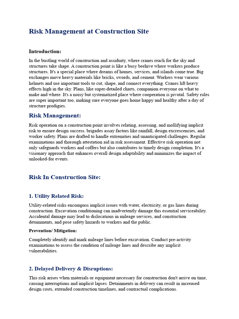 Risk Management at Construction Site | PDF | Risk | Risk Management
