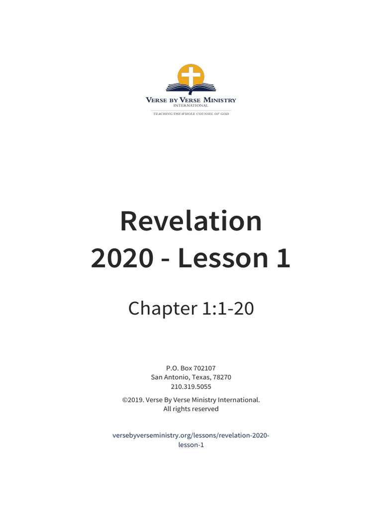 Revelation Lesson 1 | PDF | Gospel Of John | Book Of Revelation