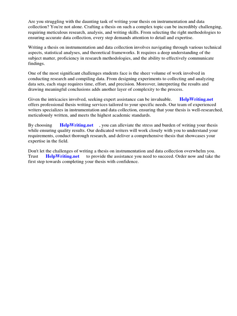 Instrumentation and Data Collection Thesis Sample | Download Free PDF ...
