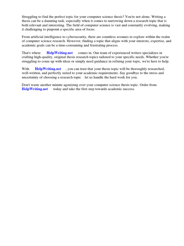 Computer Science Thesis Research Topics | PDF