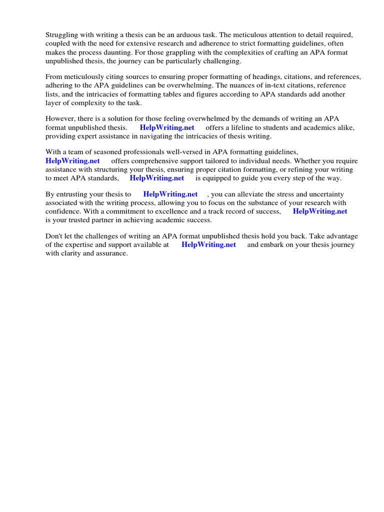 Apa Format of Unpublished Thesis | PDF | Thesis | Citation