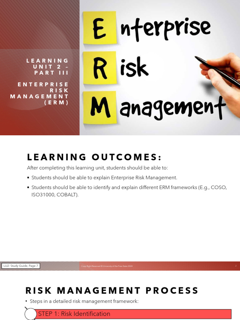 LU2 - Enterprise Risk Management (ERM) | PDF | Enterprise Risk Management | Risk