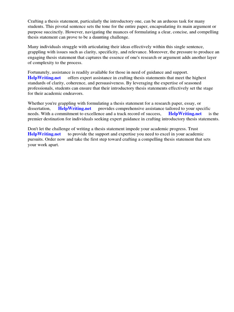 How To Write An Introductory Thesis Statement Pdf