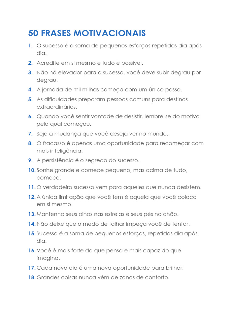 50 Frases Motivacionais | PDF