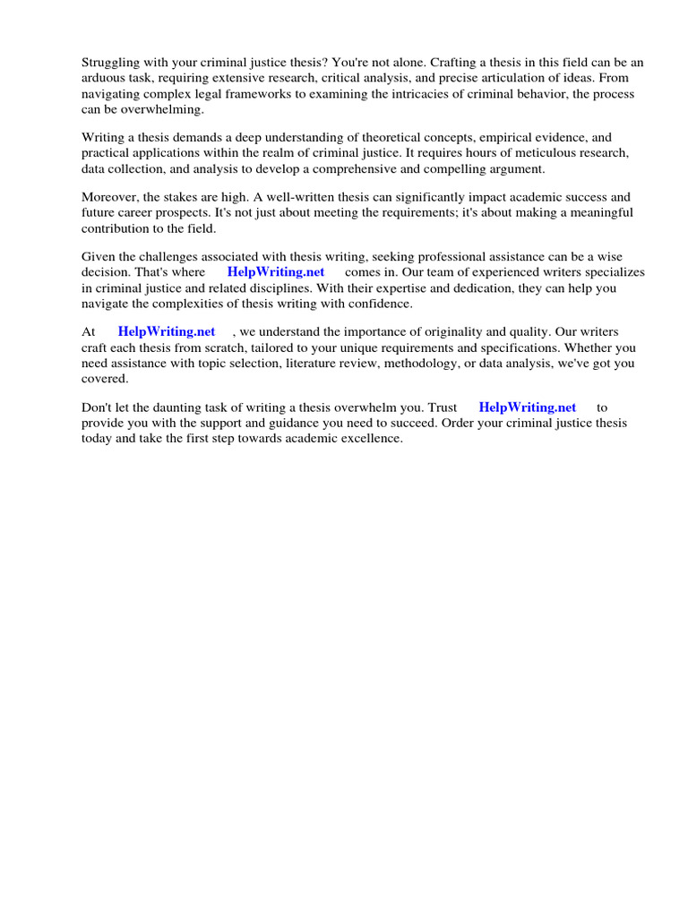 Thesis Criminal Justice | Download Free PDF | Criminal Justice | Crime & Violence